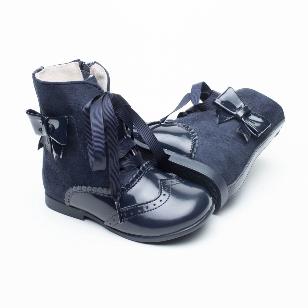 Botas Niña Pascualas Azul Marino Combinadas Lazo Charol baratos Botas Niña Pascualas Azul Marino Combinadas Lazo Charol baratos